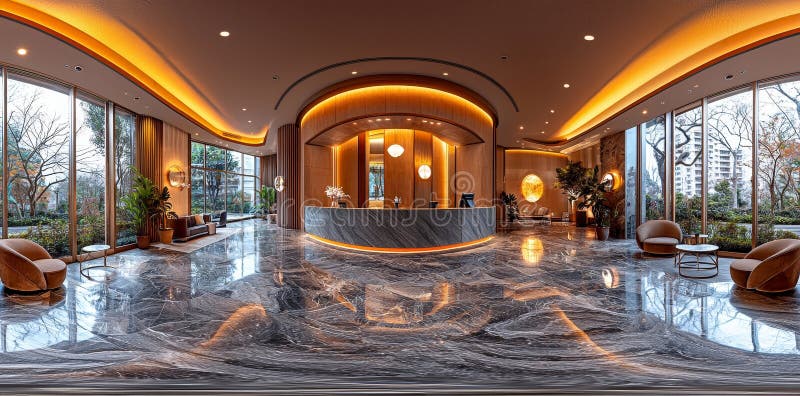 Spherical 360 Panorama Projection of a 3D Illustrated Reception ...