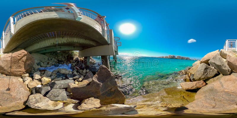 360 Spherical Photo Miami Beach Pier and Jetty Rocks Editorial Stock ...
