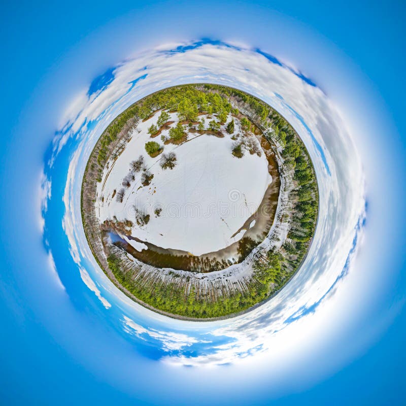 Spherical Photo. River in the Spring Forest. Stock Image - Image of ...