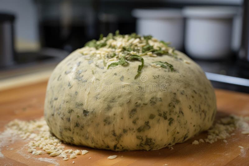Spherical Pizza Dough, Stuffed with Herbs and Spices, Ready for Its ...