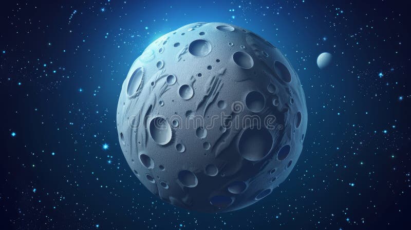 Spherical Planet Pluto with Gray Illuminated Surface, Craters, and ...