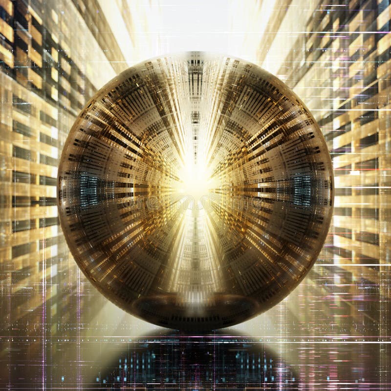 Futuristic Quantum Computer in a Cube Shape Stock Illustration ...