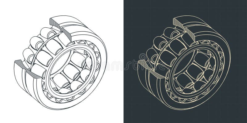 Spherical Roller Bearing Isometric Cutaway Blueprints Stock Vector ...