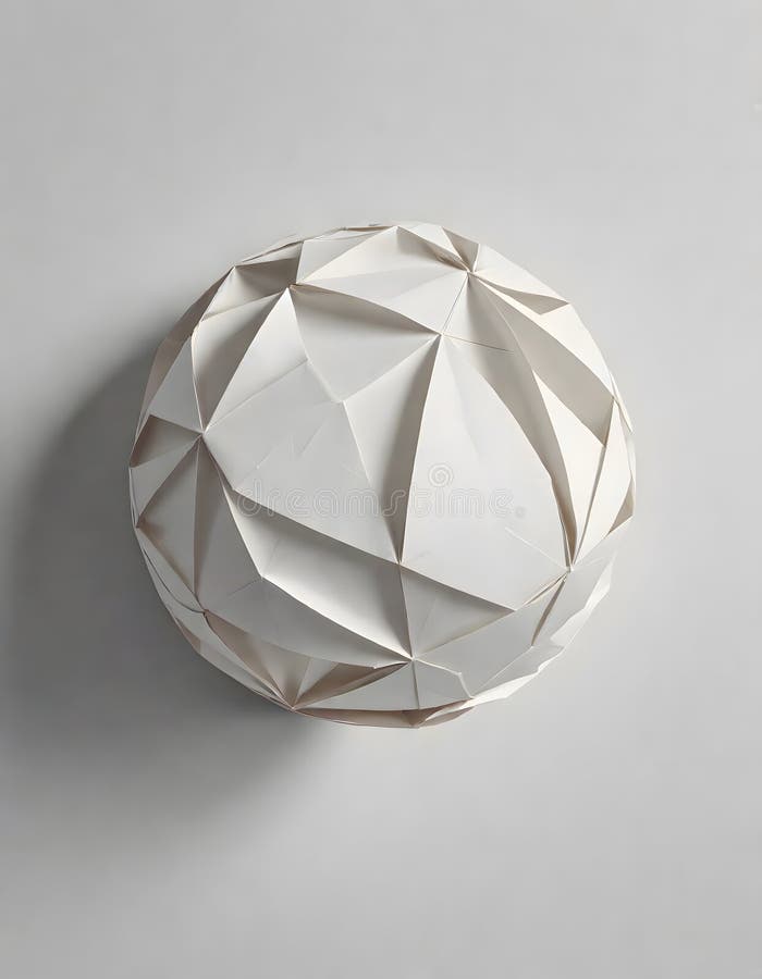 Spherical Sculpture Made of Folded White Paper, Creating a Geometric ...