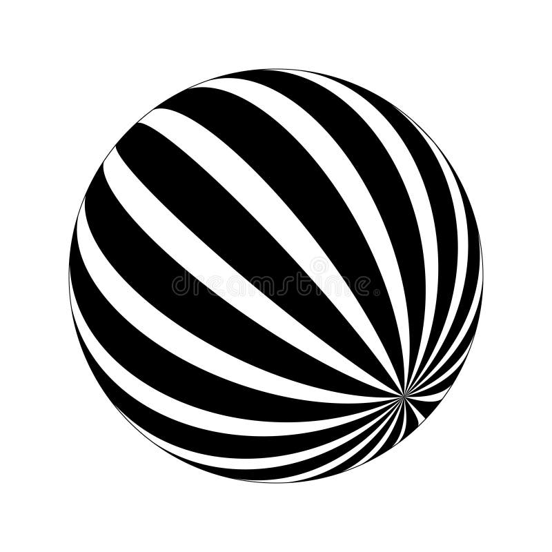 Spherical Shape with Black and White Stripes. 3D Sphere Model. Striped ...