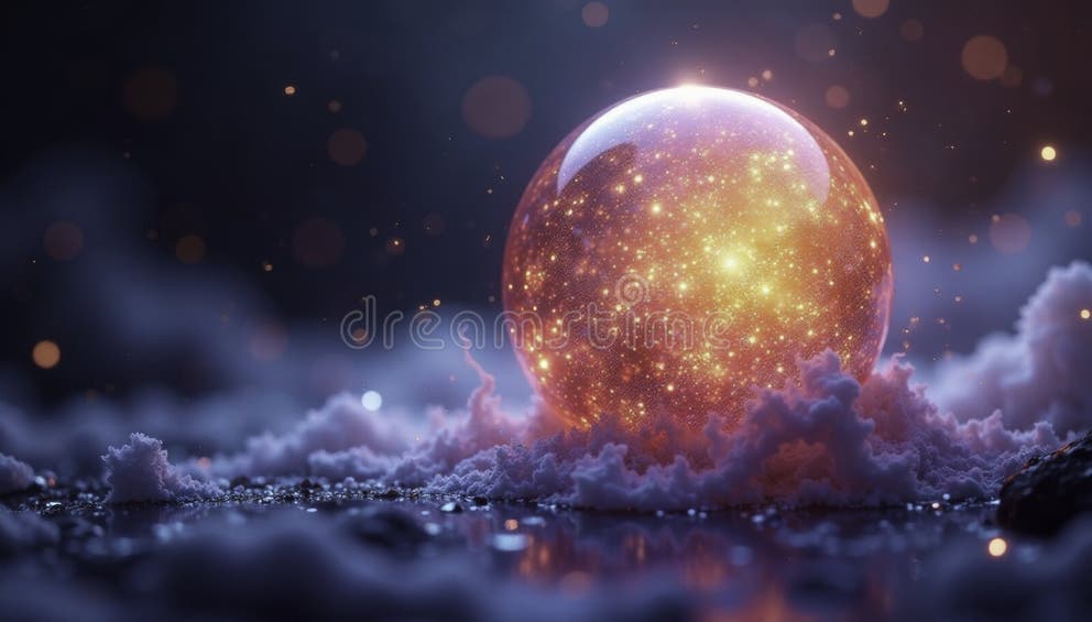 Spherical Shape with Shimmering Surface and Wispy Tendrils, Ethereal ...