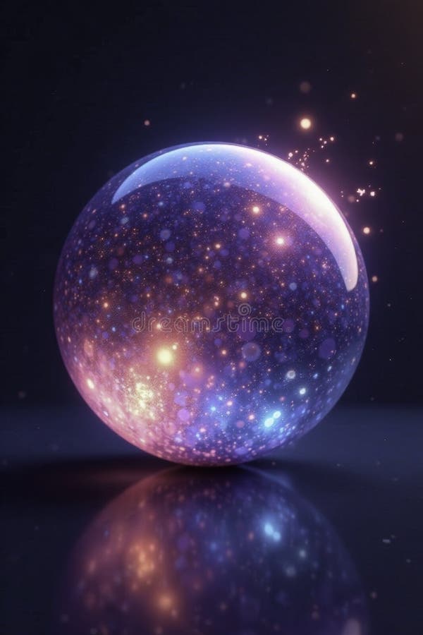 Spherical Shape with Shimmering Surface and Wispy Tendrils, Iridescent ...