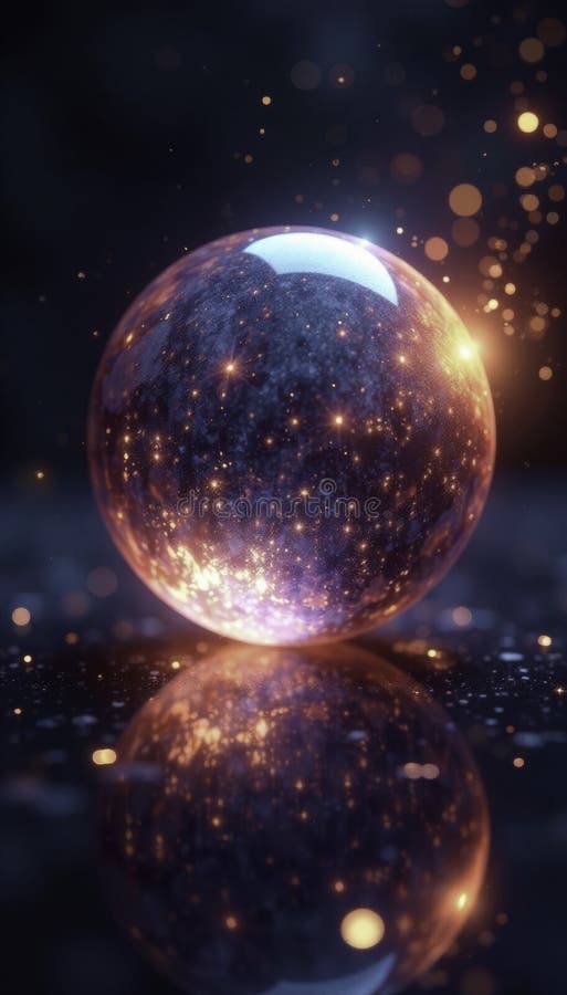 Spherical Shape with Shimmering Surface and Wispy Tendrils, Shimmering ...