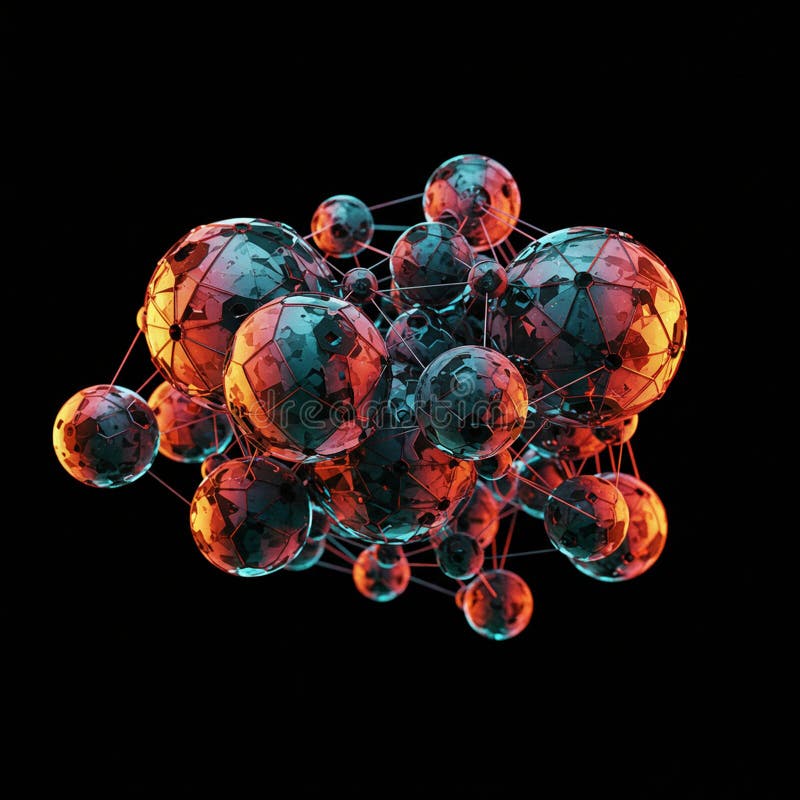 Spherical Shapes Interconnected by Lines Create a Complex Structure ...