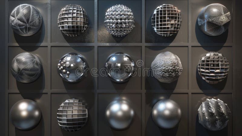Spherical Silver Grid: Futuristic Metallic Array Stock Photo - Image of ...