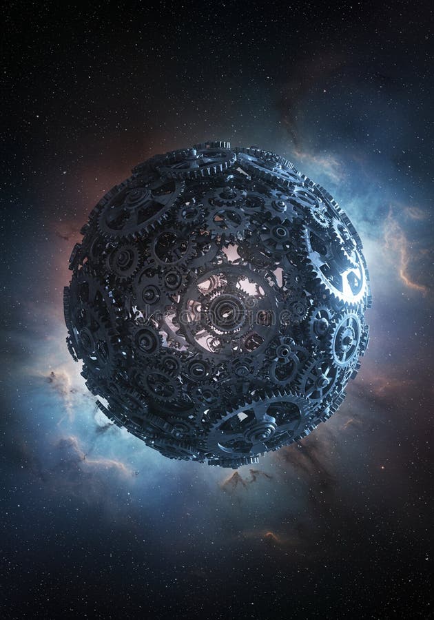 A Spherical Structure Composed of Interlocking Gears and Cogs Floats in ...