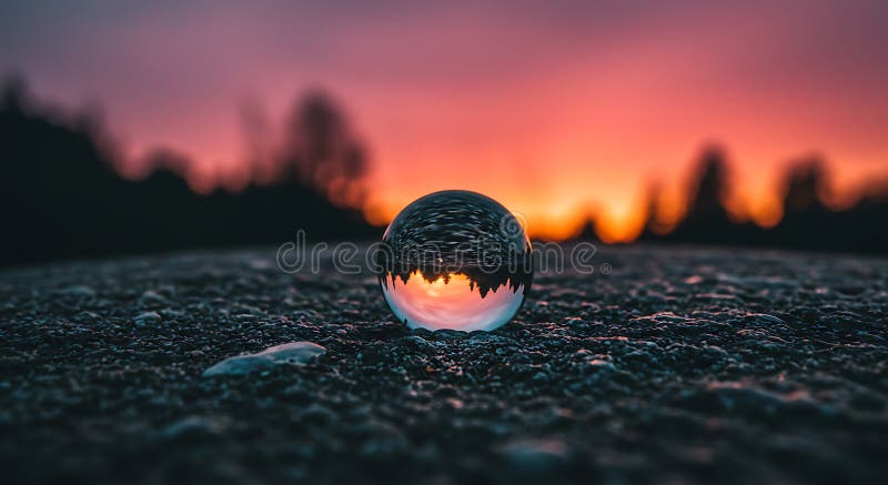 Spherical Sunset Reflection Stock Illustration - Illustration of cloud ...
