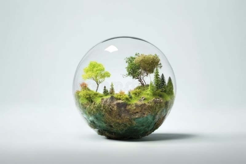Spherical Terrarium with Trees and Landscape Stock Image - Image of ...