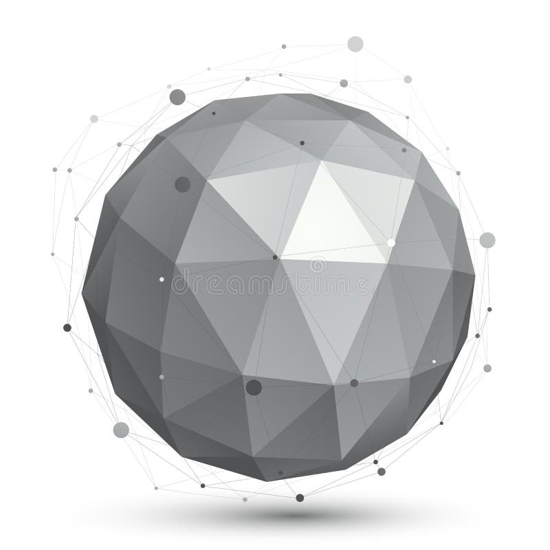 Spherical Vector Monochrome Digital Eps8 Object Dimensional Technology Element With Wireframe