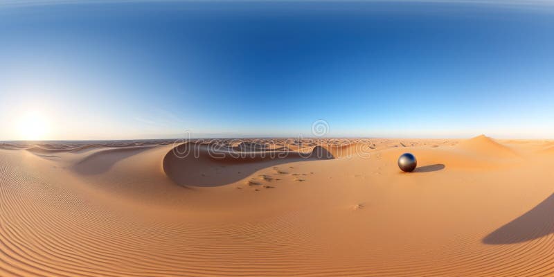 A Spherical View of the Desert with a Ball in it, AI Stock Illustration ...