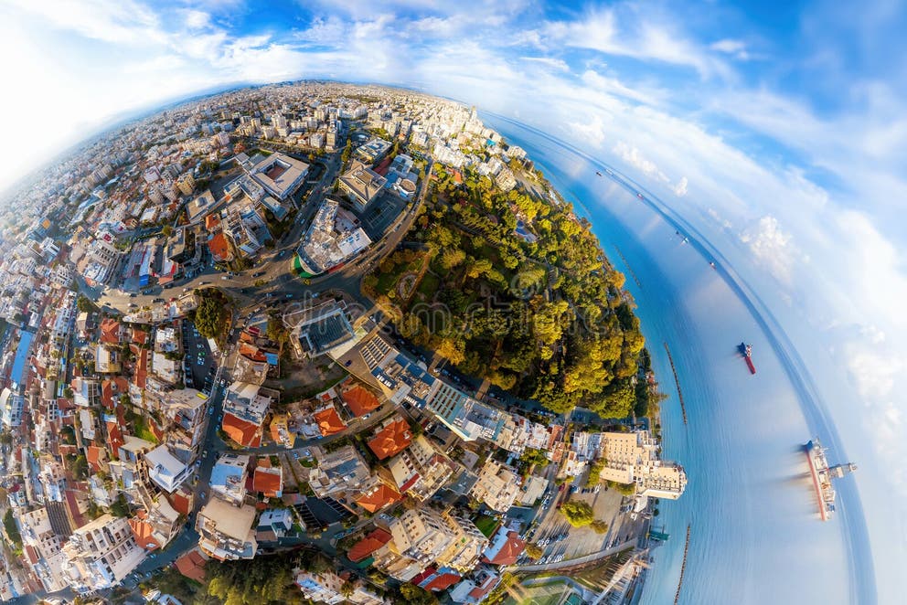 Spherical View of Limassol Downtown. Cyprus Stock Photo - Image of town ...