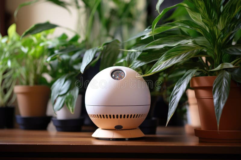 Spherical Virtual Assistant Device Amongst House Plants Stock Image ...