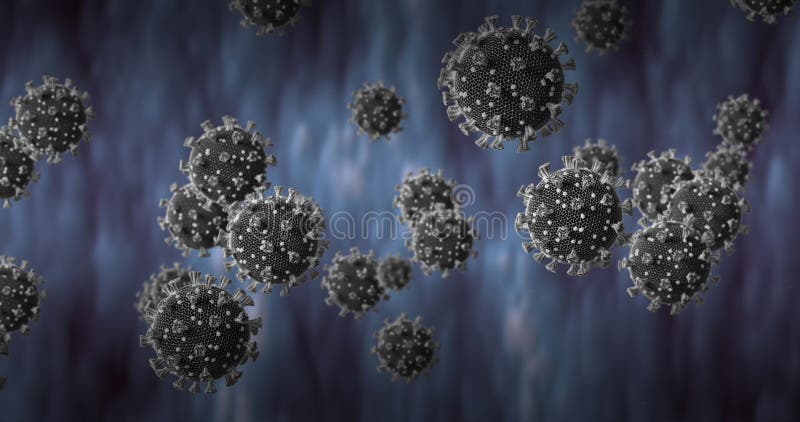 Spherical Virus Cluster Floating in Microscope Fluid Environment, with ...