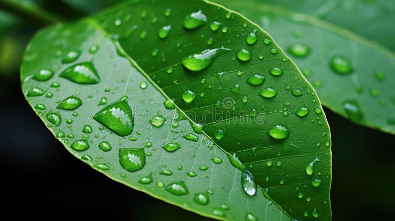 Spherical Water Drop and Leaf Stock Illustration - Illustration of drop ...