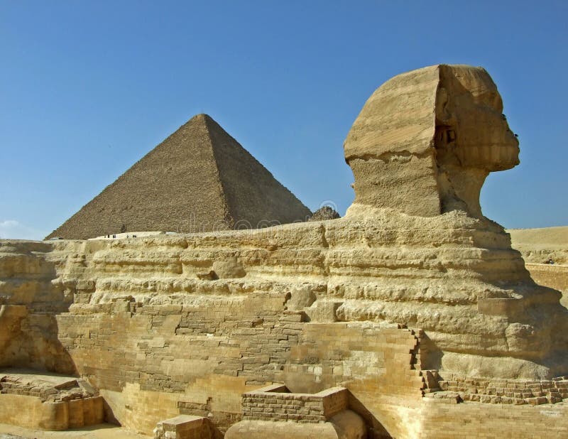 Full Sphinx Profile Pyramid Giza Egypt Stock Photo - Image of wonders ...