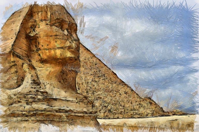 The Sphinx drawing stock illustration. Illustration of religion - 37907261