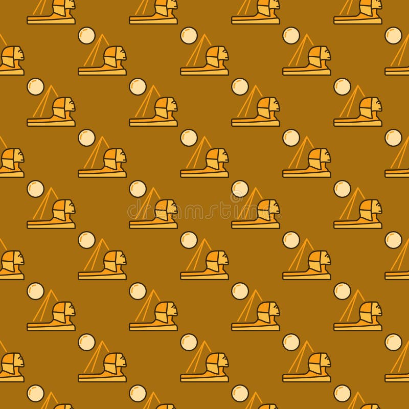 Sphinx and Egypt Pyramid Vector Geometric Colored Seamless Pattern ...