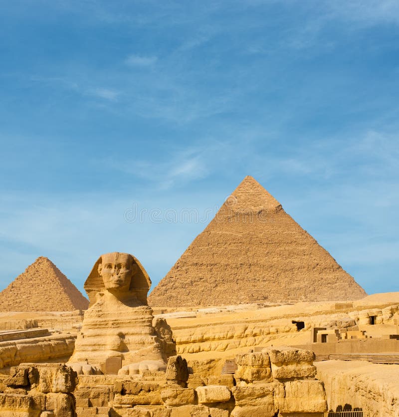 Sphinx Full Body Blue Sky All Pyramids Egypt Stock Photo - Image of ...