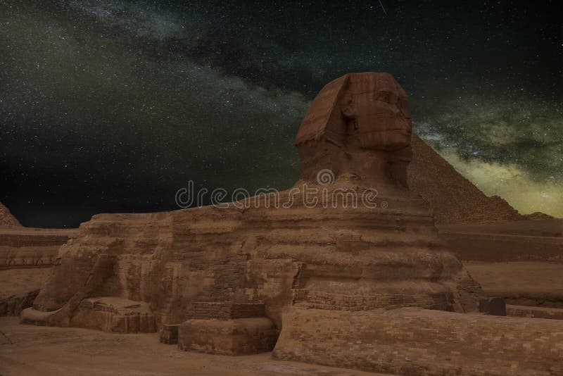 The Sphinx in Giza Pyramid Complex at Night Stock Image - Image of ...
