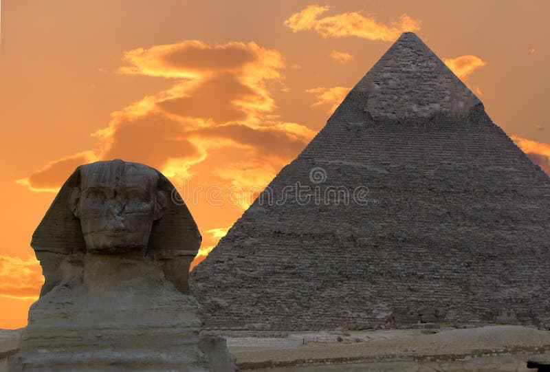 The Sphinx and the Great Pyramid Stock Image - Image of ancient ...