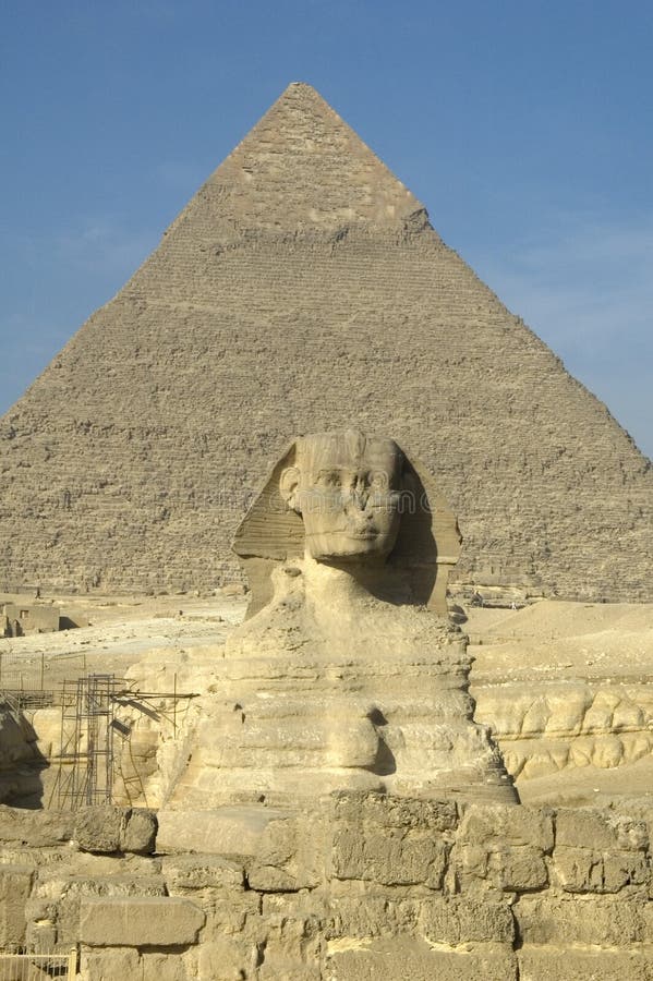 Sphinx & Great Pyramid stock photo. Image of wadi - 13037402