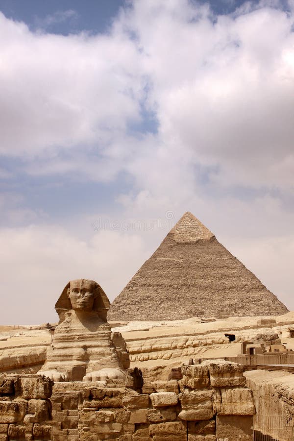 Sphinx and the Great Pyramid Stock Image - Image of culture ...