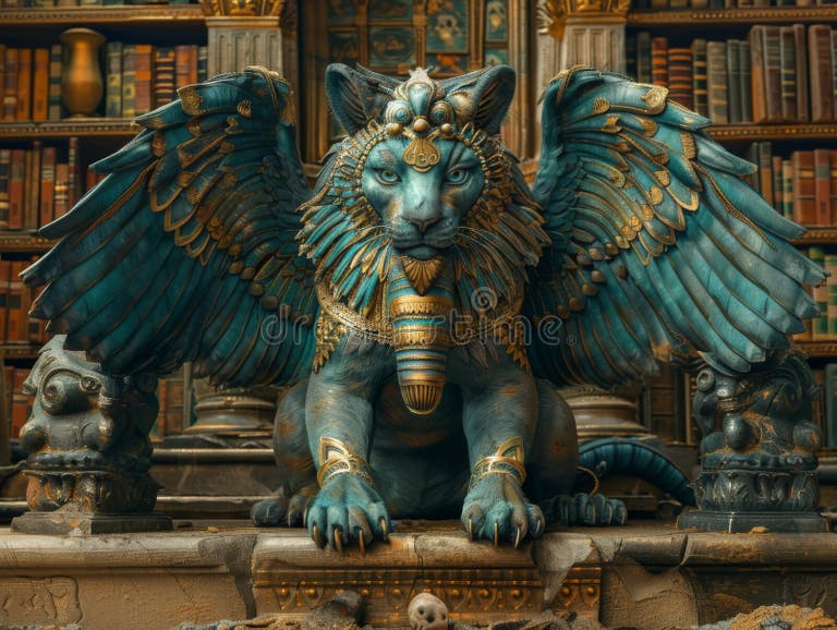 A Sphinx on the Library Steps Posing Riddles To those Who Enter Stock ...