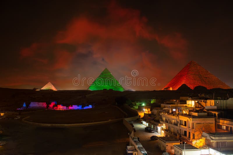 Sphinx in the night lights stock photo. Image of night - 263156364