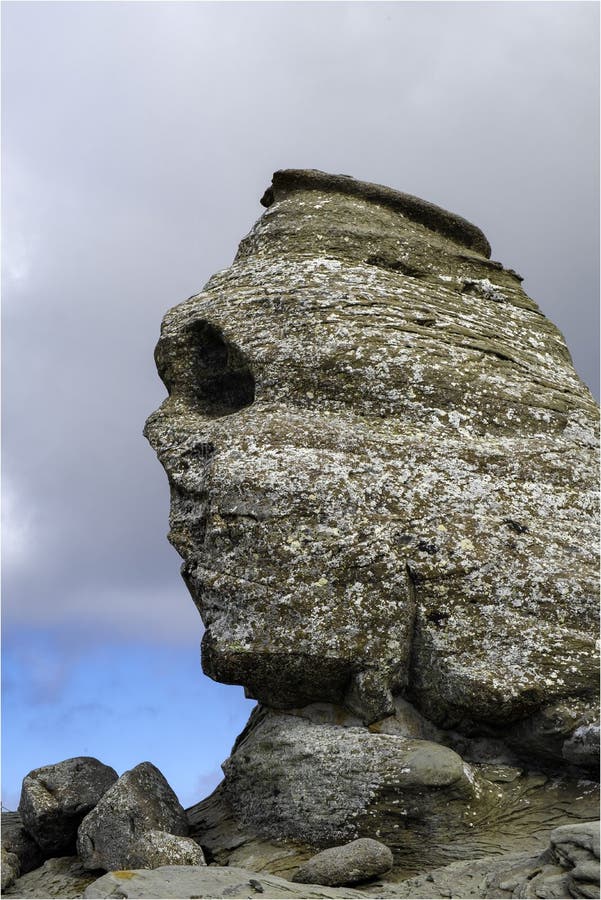 The Romanian Bucegi Mountains Sphinx Stock Photo - Image of formation ...