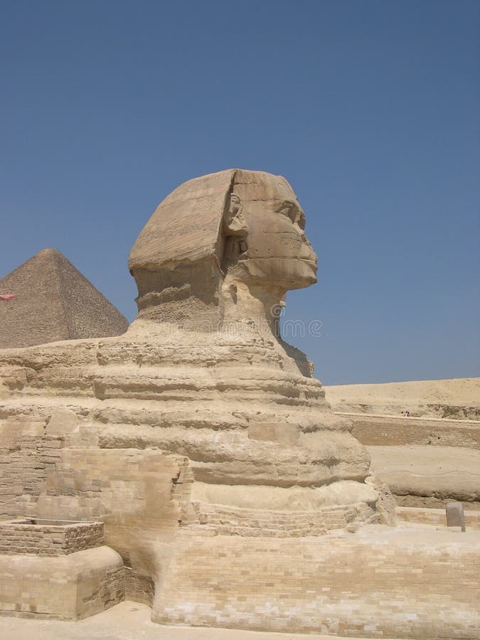Sphinx and pyramid stock image. Image of sculpture, giza - 3780261