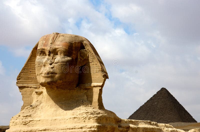 Sphinx with pyramid stock photo. Image of architecture - 13829368