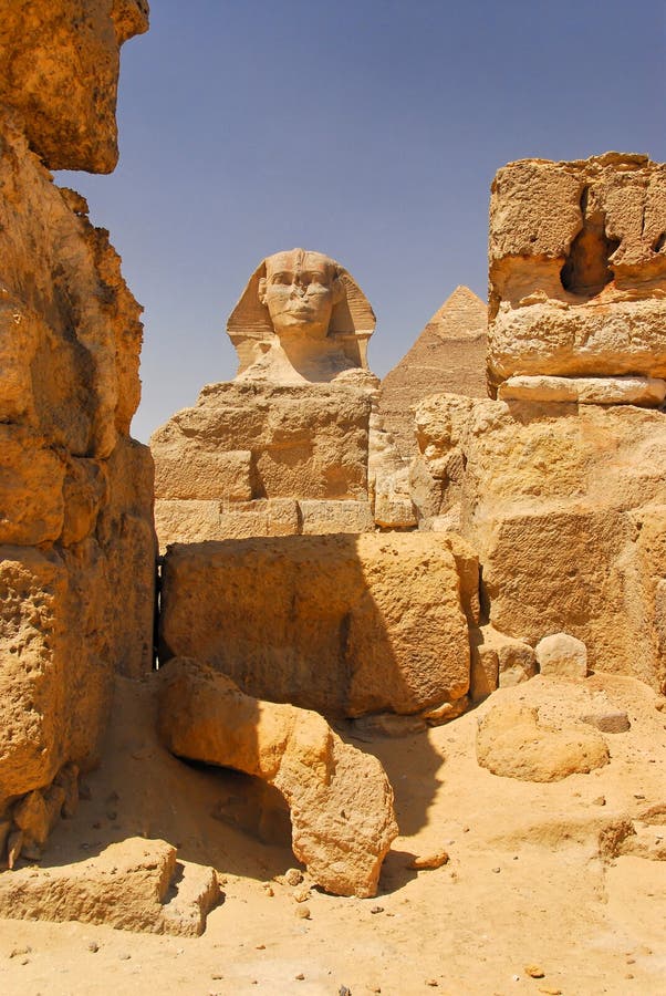 Sphinx and pyramid stock image. Image of king, civilisation - 25061355