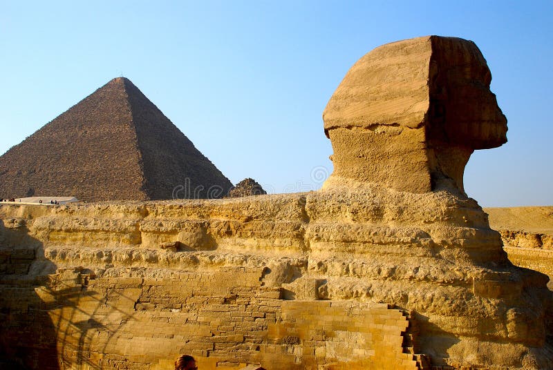 Sphinx and Pyramid of Cheops Stock Photo - Image of africa, history ...