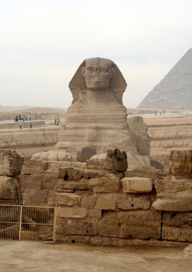 The Sphinx with the Pyramids in Background on the Giza Complex ...