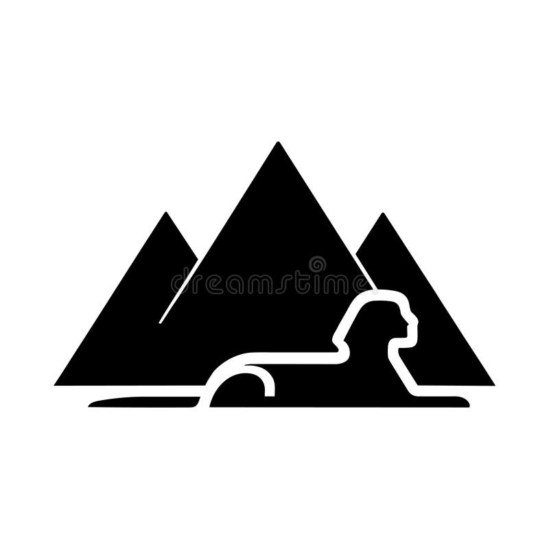 Sphinx and Pyramids Icon. a Black Silhouette of the Sphinx with ...