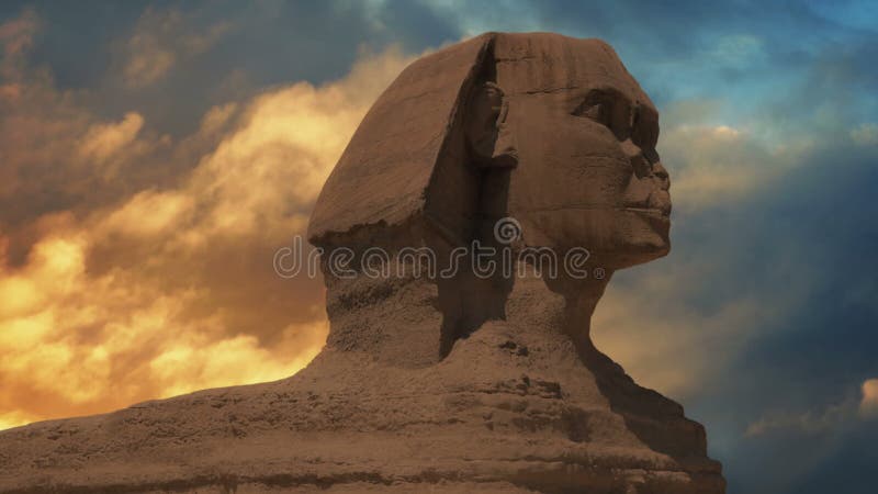 The Sphinx Statue at Night with Moon Stock Video - Video of rock ...