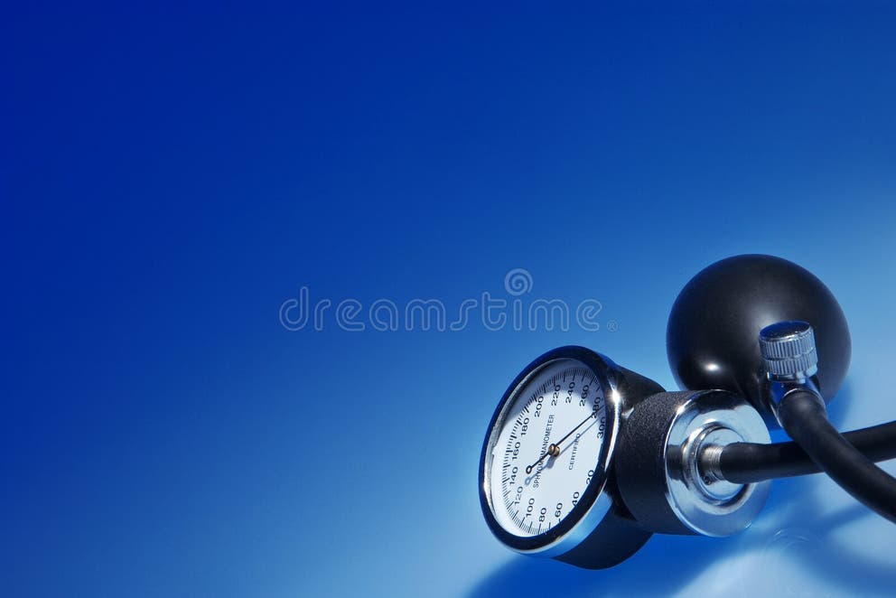 Sphygmomanometer on Blue Background Stock Photo - Image of medicine ...