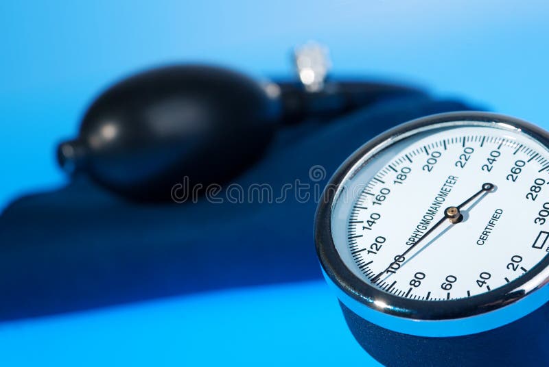 Sphygmomanometer on Blue Background Stock Photo - Image of medical ...