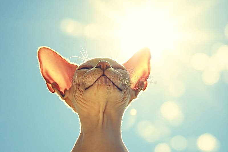 Hairless Sphynx Cat Enjoying Warm Sunlight Stock Photo - Image of ...