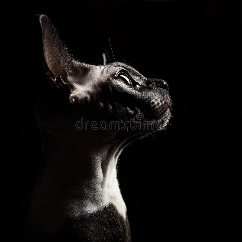 Sphynx Cat in Dramatic Lighting with Focus on Profile Stock ...