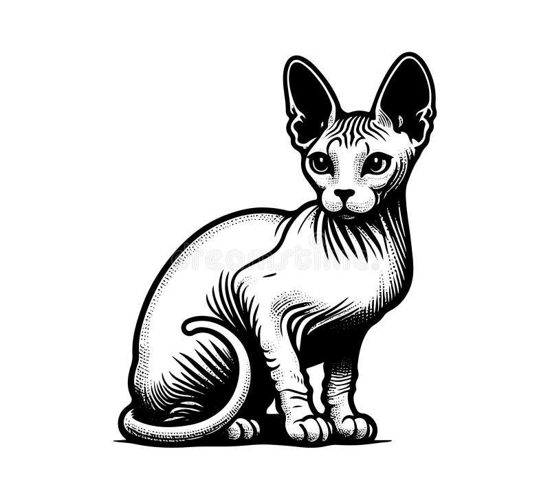 Sphynx Cat Hand Drawn Vector Illustration Stock Illustration ...