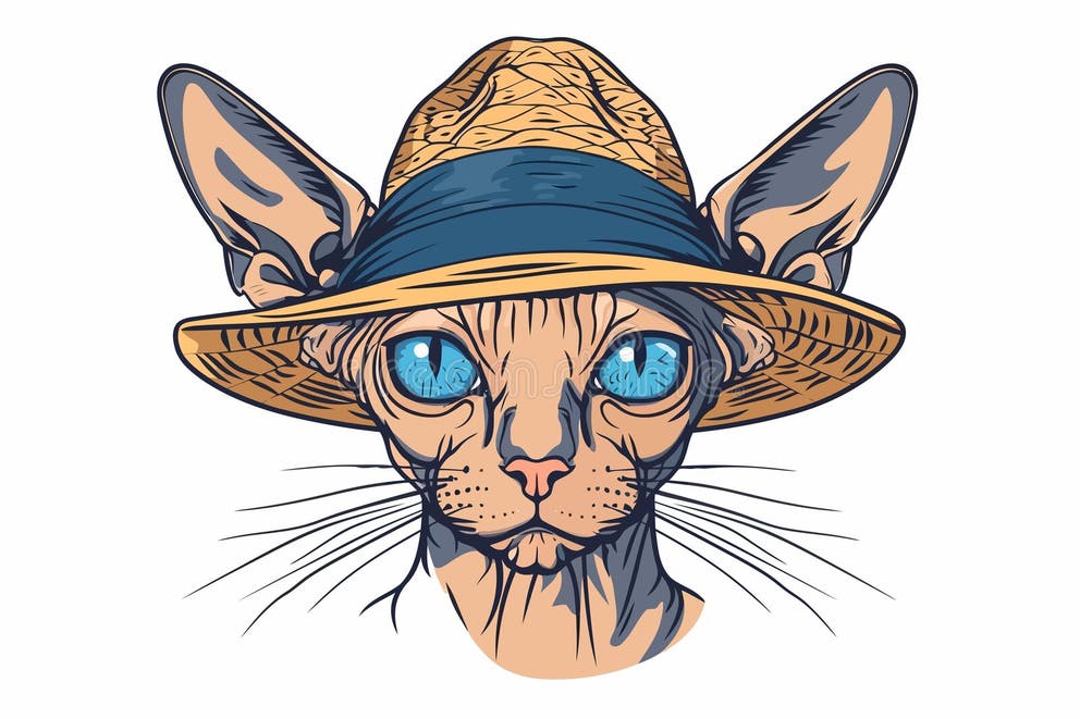 Sphynx Cat in a Hat Sphinx Isolated Stock Vector - Illustration of ...