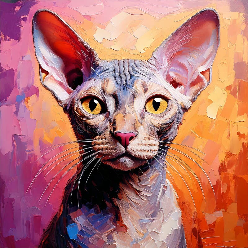 Sphynx Cat in a Pastel Fantasy Background Stock Illustration ...