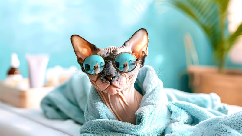 Sphynx Cat in Spa Salon on Massage Stock Image - Image of isolated ...
