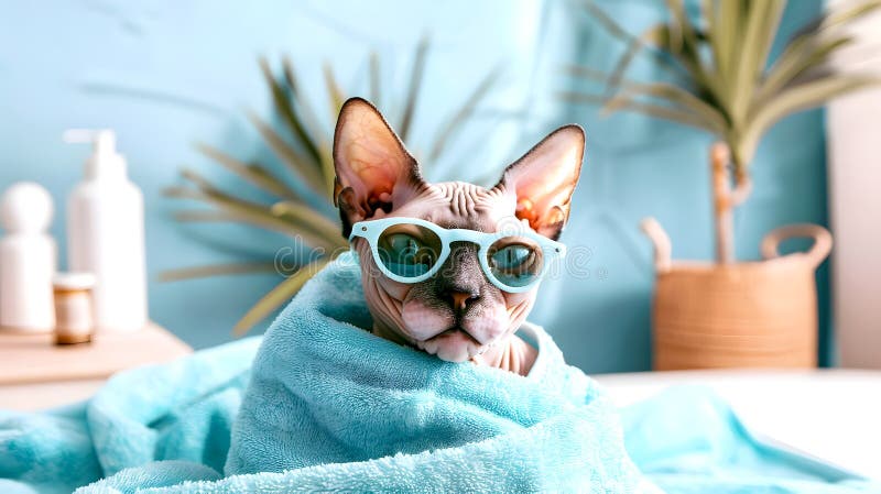 Sphynx Cat in Spa Salon on Massage Stock Photo - Image of cute, animal ...